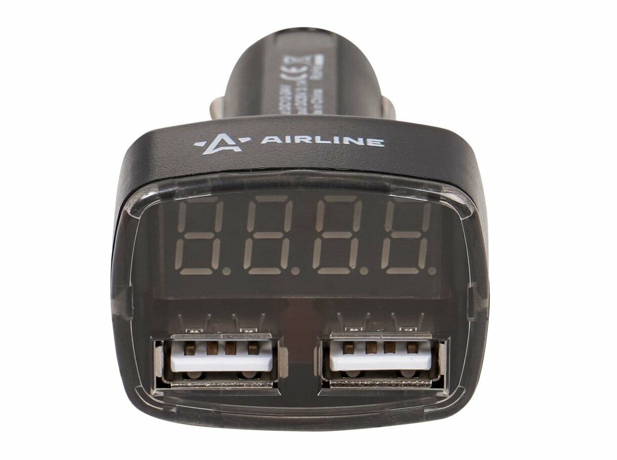 Вольтметр + 2USB 3,1A в прикуриватель 12-24В AIRLINE