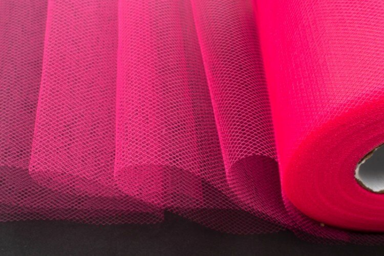 Фатин средней жесткости, ширина 14,5см, цвет фуксия 100% нейлон, 1035-005, 1 метр