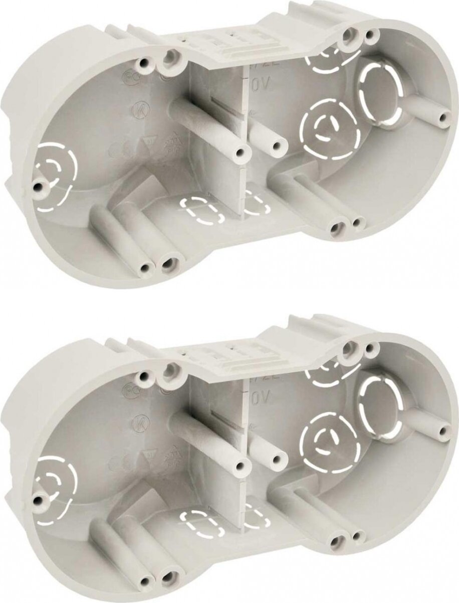 Коробка установочная Kopos 142x45 двухпостовая прямоугольная для монтажа в твердые стены IP30 серая (комплект из 2 шт.)