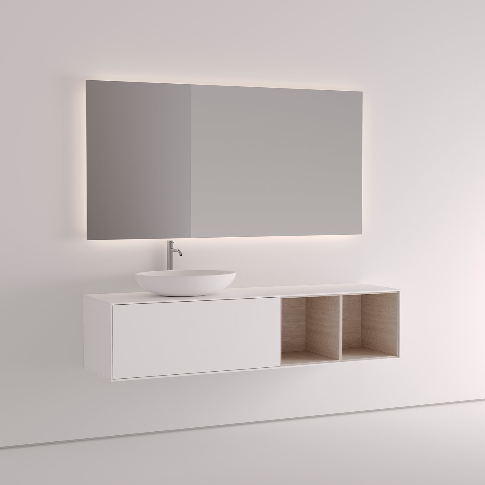 Тумба подвесная под две раковины 150 см. Vivomobili BIANCO KOS