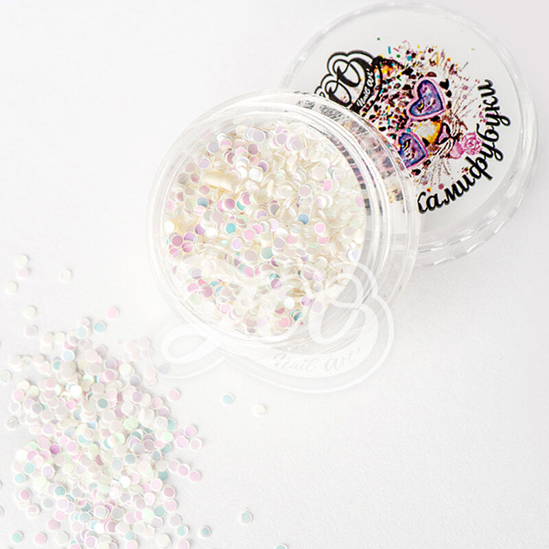 Камифубуки 1 мм белые перламутровые с розовым, Zoo Nail Art №1288 1 г