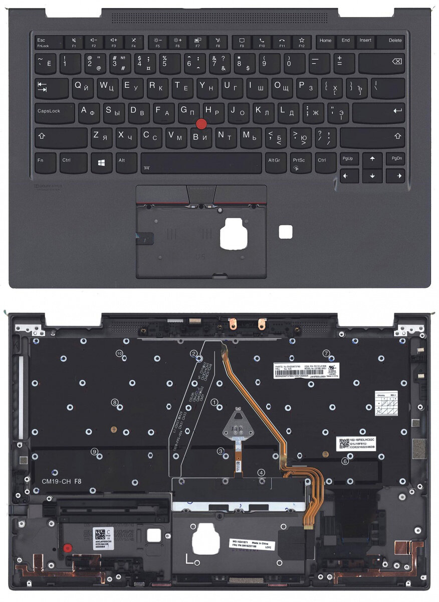 Клавиатура для Lenovo Thinkpad X1 Yoga 5th Gen топкейс