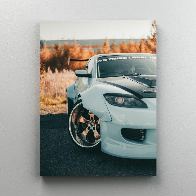 Интерьерная картина на холсте "JDM Авто - Белая Mazda RX-8 Sport" размер 22x30 см