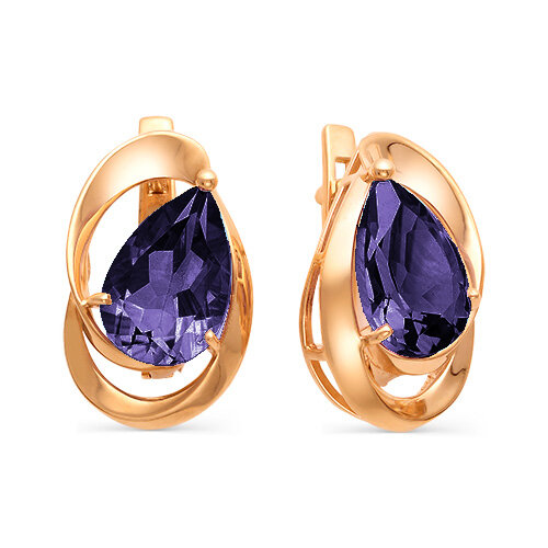 Серьги, золото, 585 проба, александрит