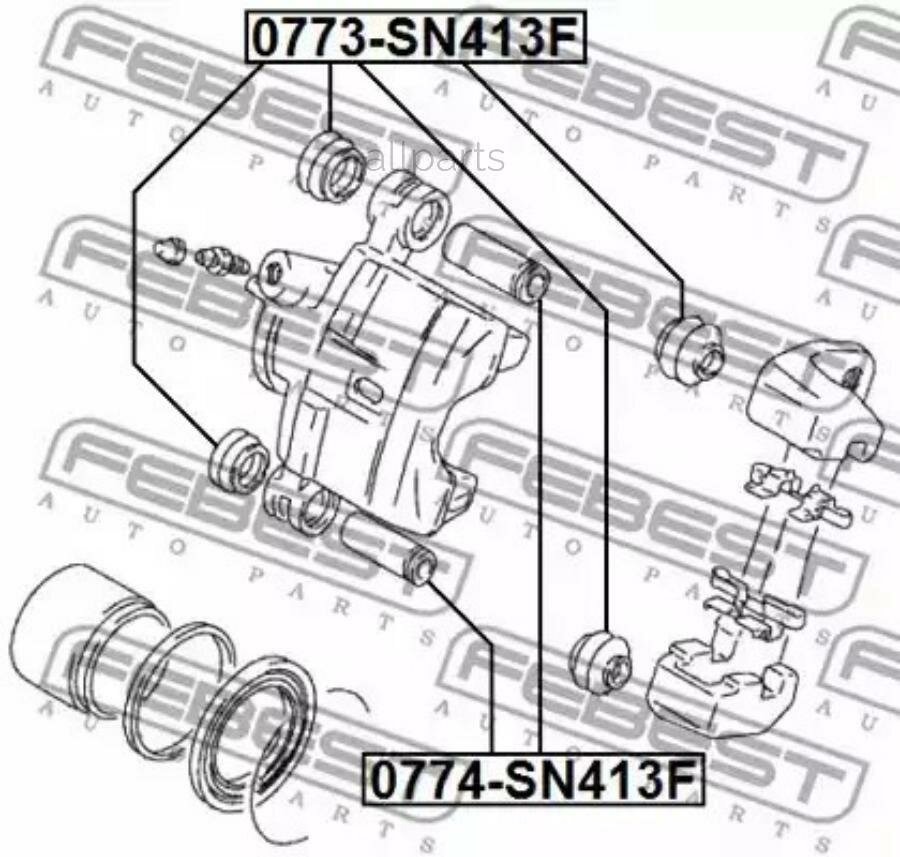 FEBEST 0773-SN413F пыльник втулки направляющей суппорта тормозного переднего SUZUKI BALENO 1995-2001