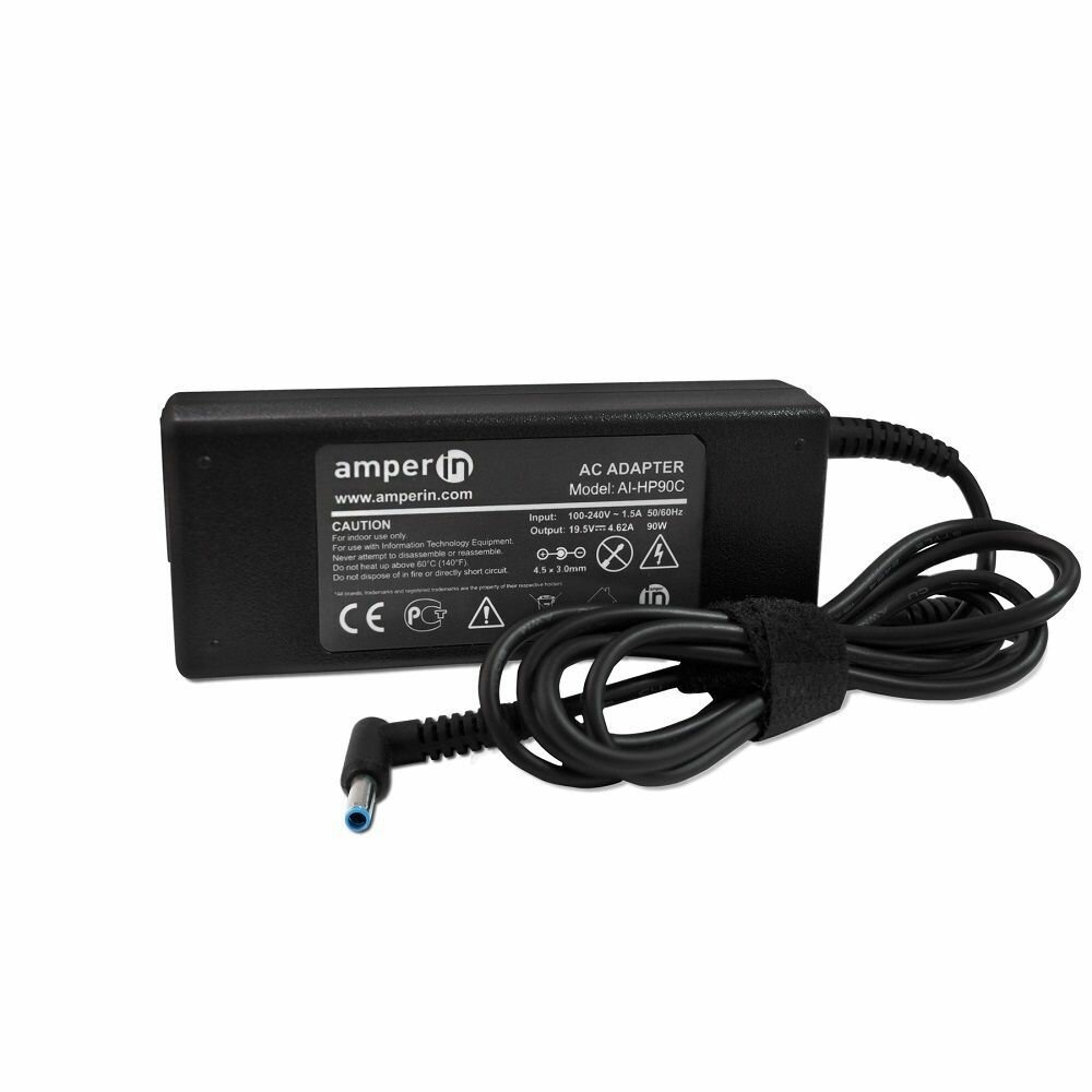 Блок питания (сетевой адаптер) Amperin AI-HP90C для ноутбуков HP, 19.5V, 4.62A, 4.5x3.0 мм, 90W, код 013026