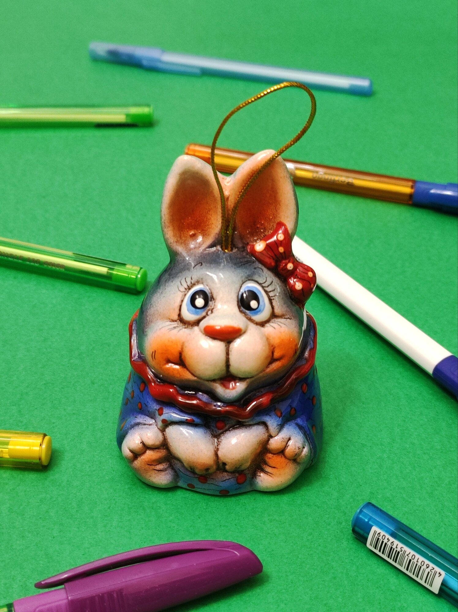 Колокольчик сувенирный "Зайчик" Ручная работа Керамика