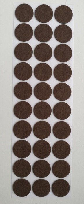 Защитные накладки на ножки мебели войлочные, диаметр 20 мм, 32 шт, цвет - коричневый