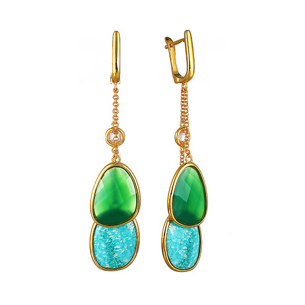 Серьги, серебро, 925 проба, амазонит, агат