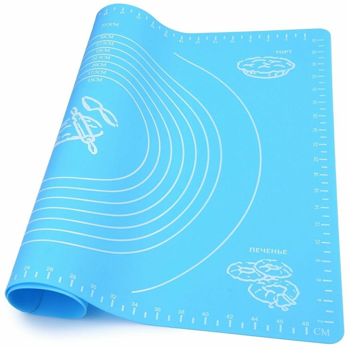 Коврик силиконовый для теста и выпечки 65х45 / Тестораскатка / Коврик для выпечки / Силиконовый коврик для запекания