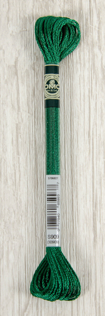 Мулине "DMC" Сатин 100% 100% вискоза 8 м №S0909 т. зеленый