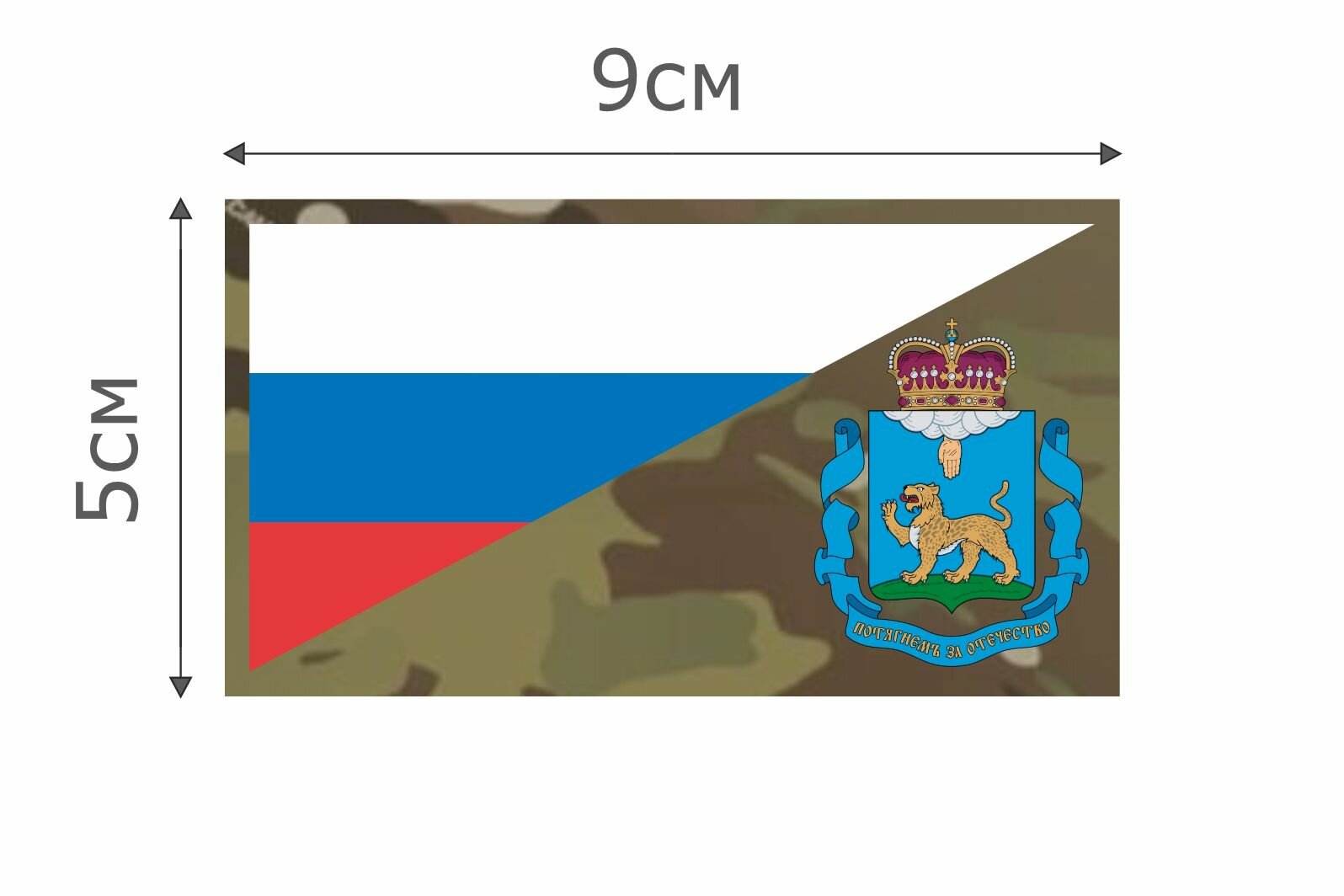 Ф060MC Нашивка , патч (шеврон) MC Флаг РФ Псковская область 5*9 см