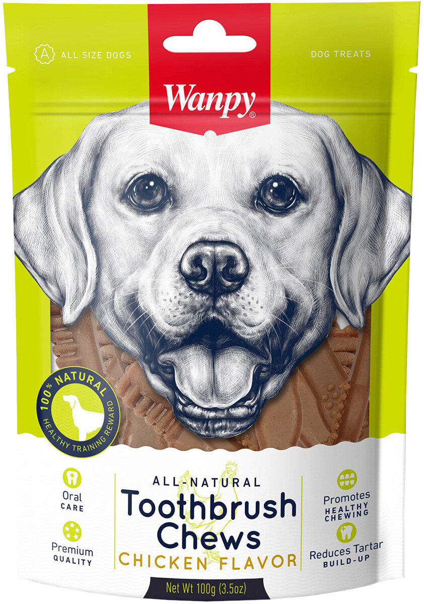 Лакомство WANPY DOG для собак, зубные щетки с курицей, 100 гр