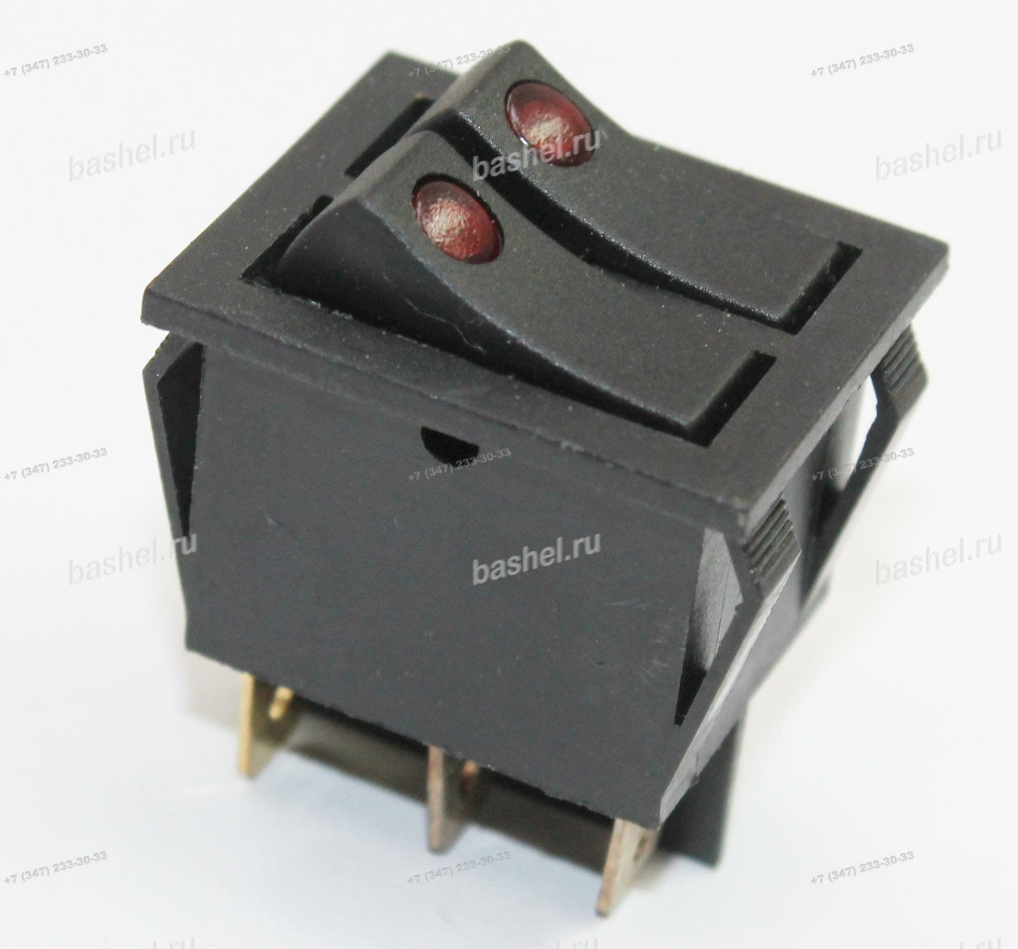 Выключатель IRS-2101E-1C (двойной, с индикатором), 6PIN, ON-OFF, красный