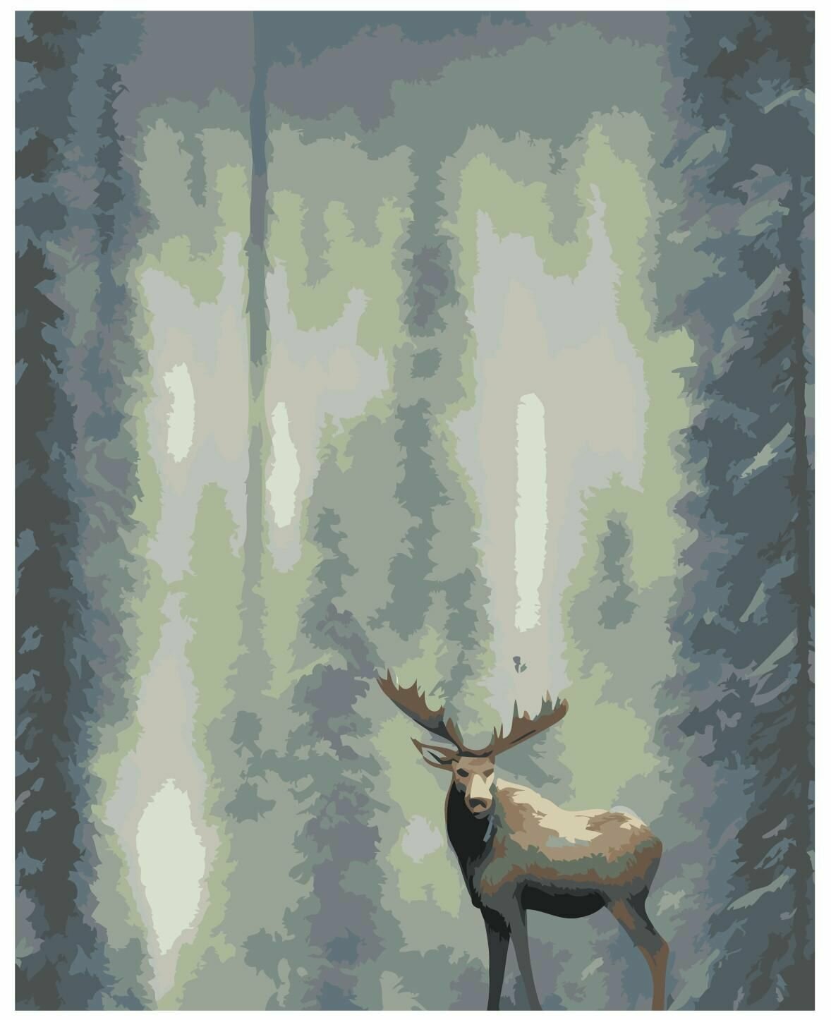 Картина по номерам,"Живопись по номерам", 40 x 50, LI-366, олень в лесу,