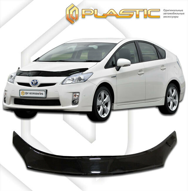 Дефлектор капота для Toyota Prius 2009-2016 Черный глянцевый СА Пластик