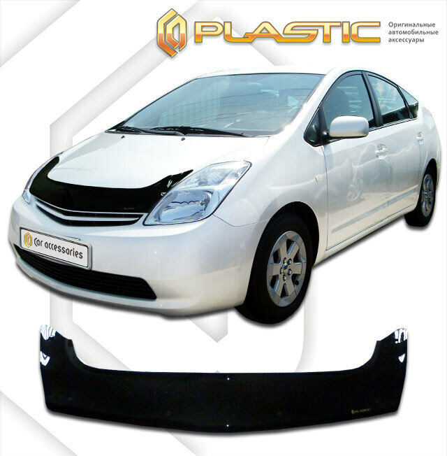 Дефлектор капота для Toyota Prius правый руль 2003-2011 Черный глянцевый СА Пластик
