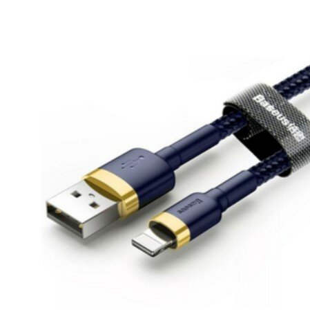 Кабель USB BASEUS Cafule CALKLF-BV3, USB - Lightning, 2.4А, 1 м, золотой+синий