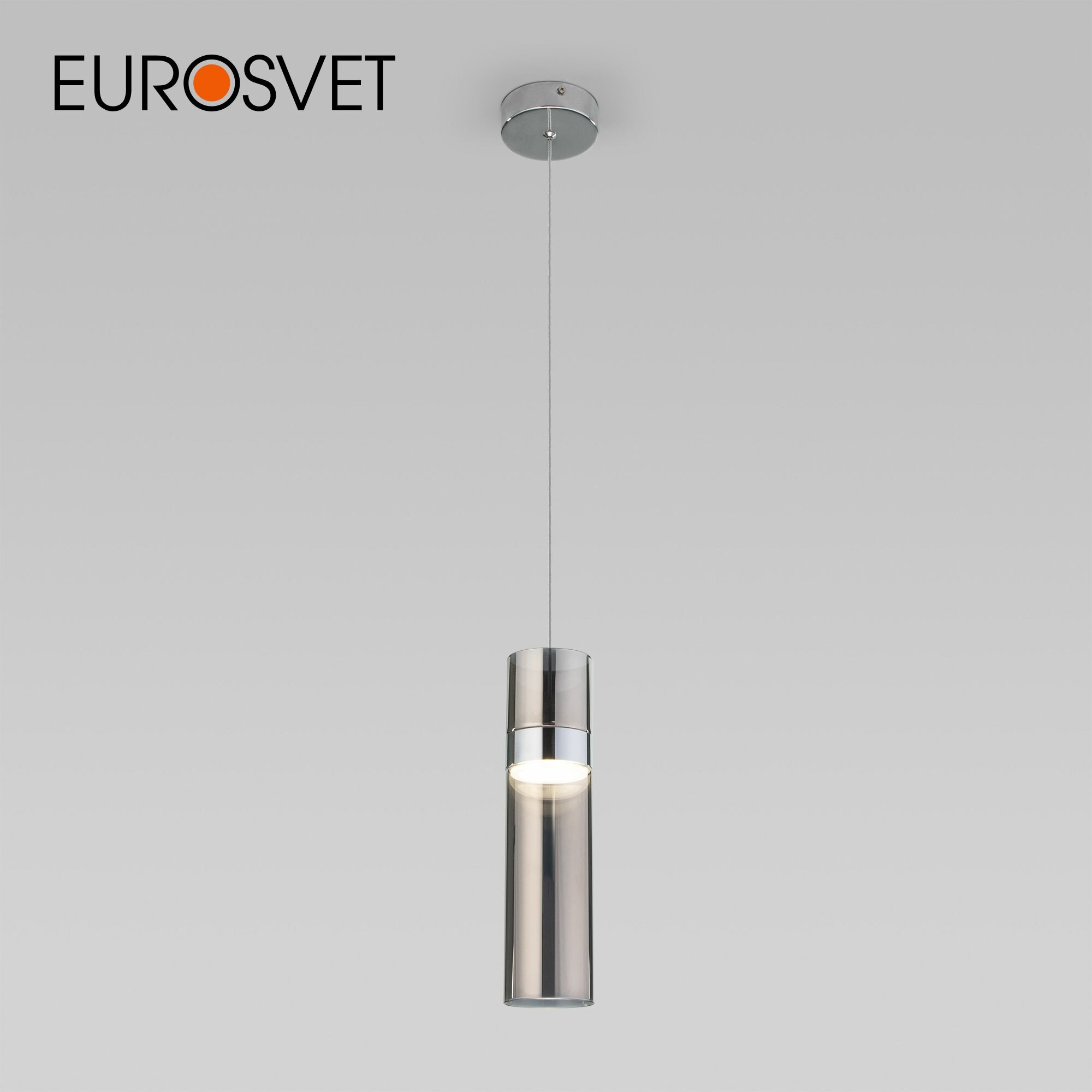 Подвесной светодиодный светильник Eurosvet Lumen 50244/1 LED, 12 Вт, 4200К, хром/дымчатый
