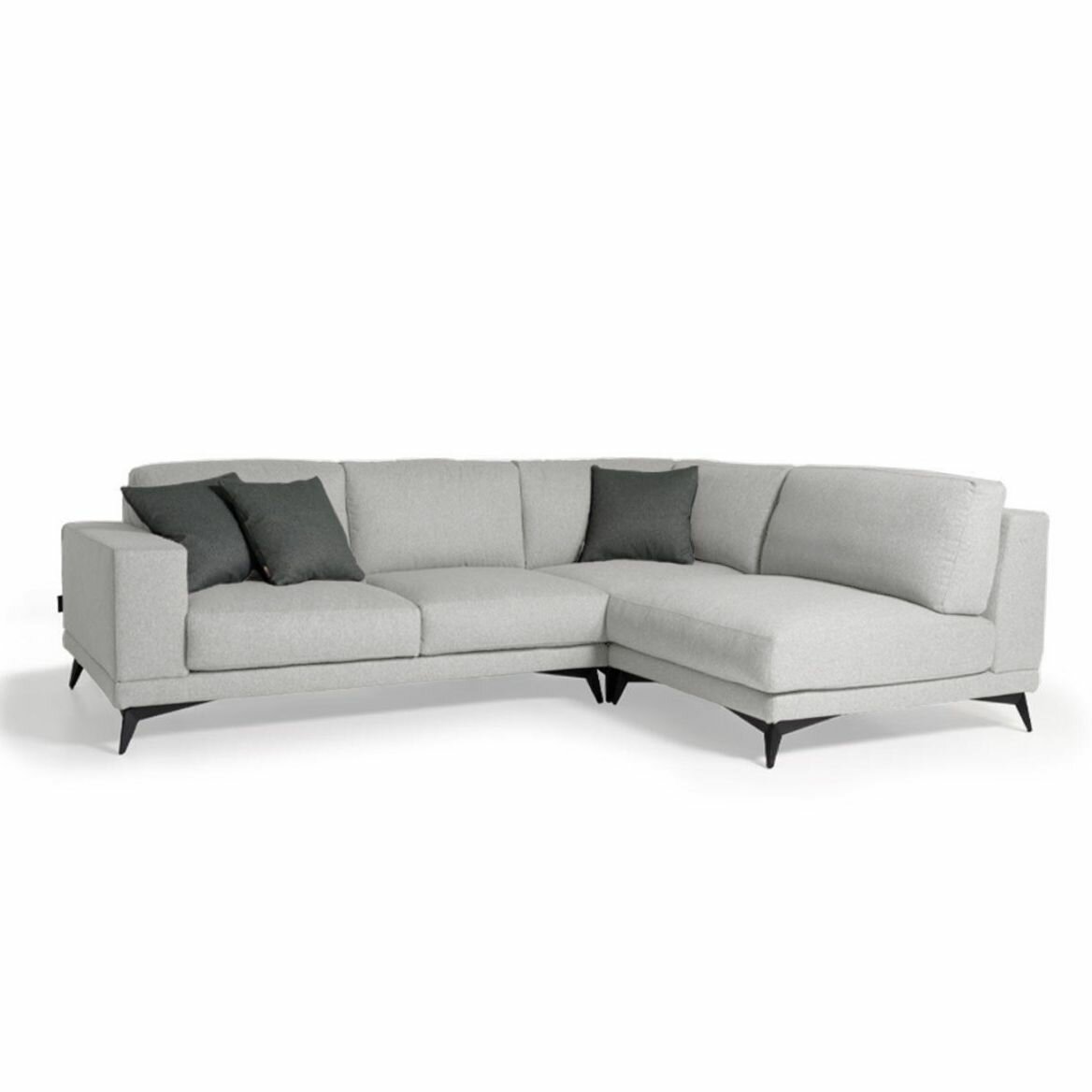 Диван Бергамо правый с оттоманкой со спинкой в ппремиальном велюре 2,55м/01