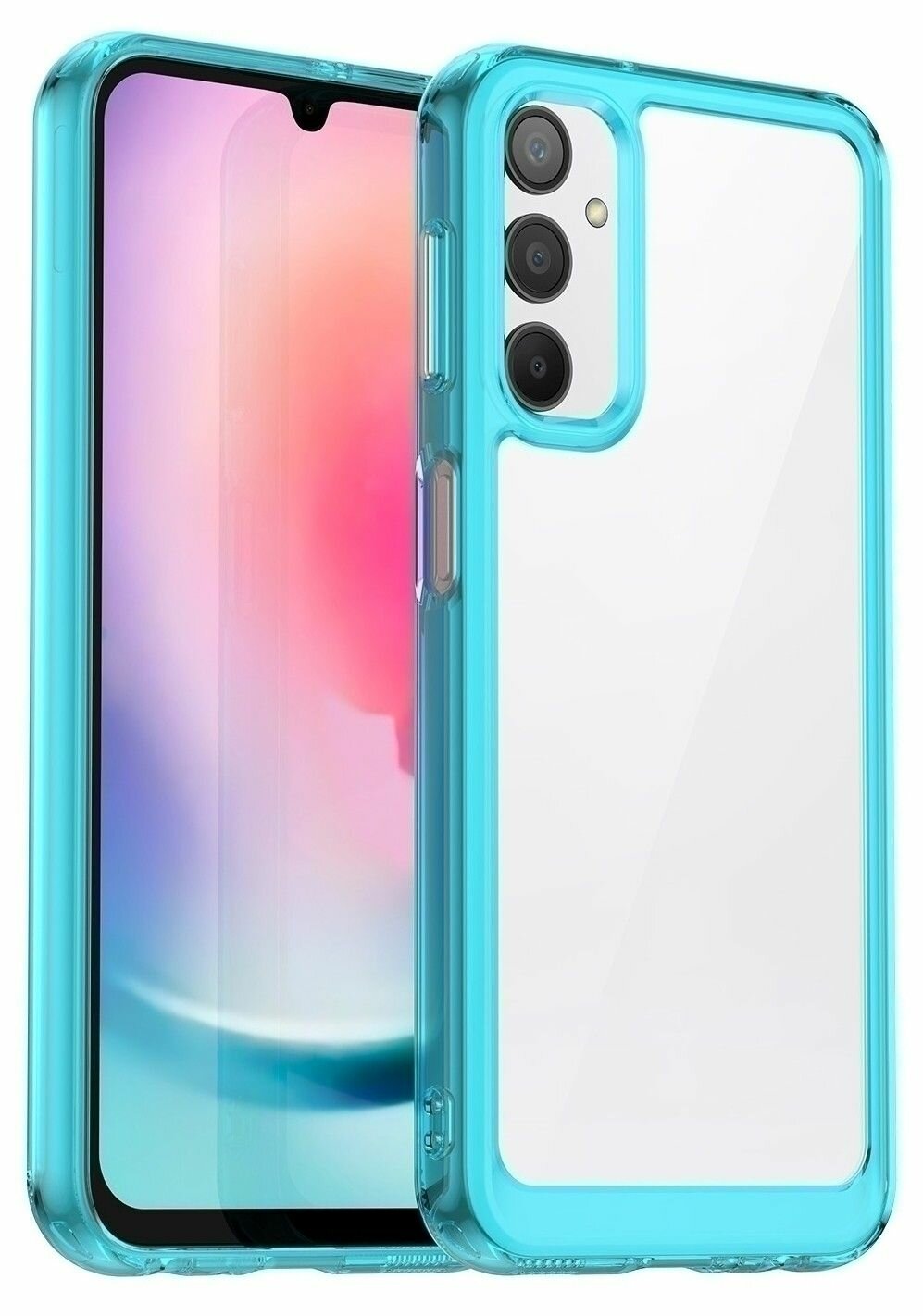 Чехол на Samsung Galaxy A24 пластиковый с силиконовой окантовкой бирюзовый