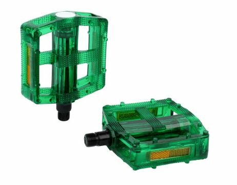 Педали для велосипеда BMX, ось 2s, стальные подшипники, рефлектор, 112х115мм, 9/16, 1 пара, зеленые