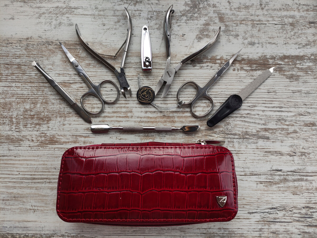 Маникюрный набор, ZINGER, MS-7106-L, 8 предметов, кожаный чехол, красный