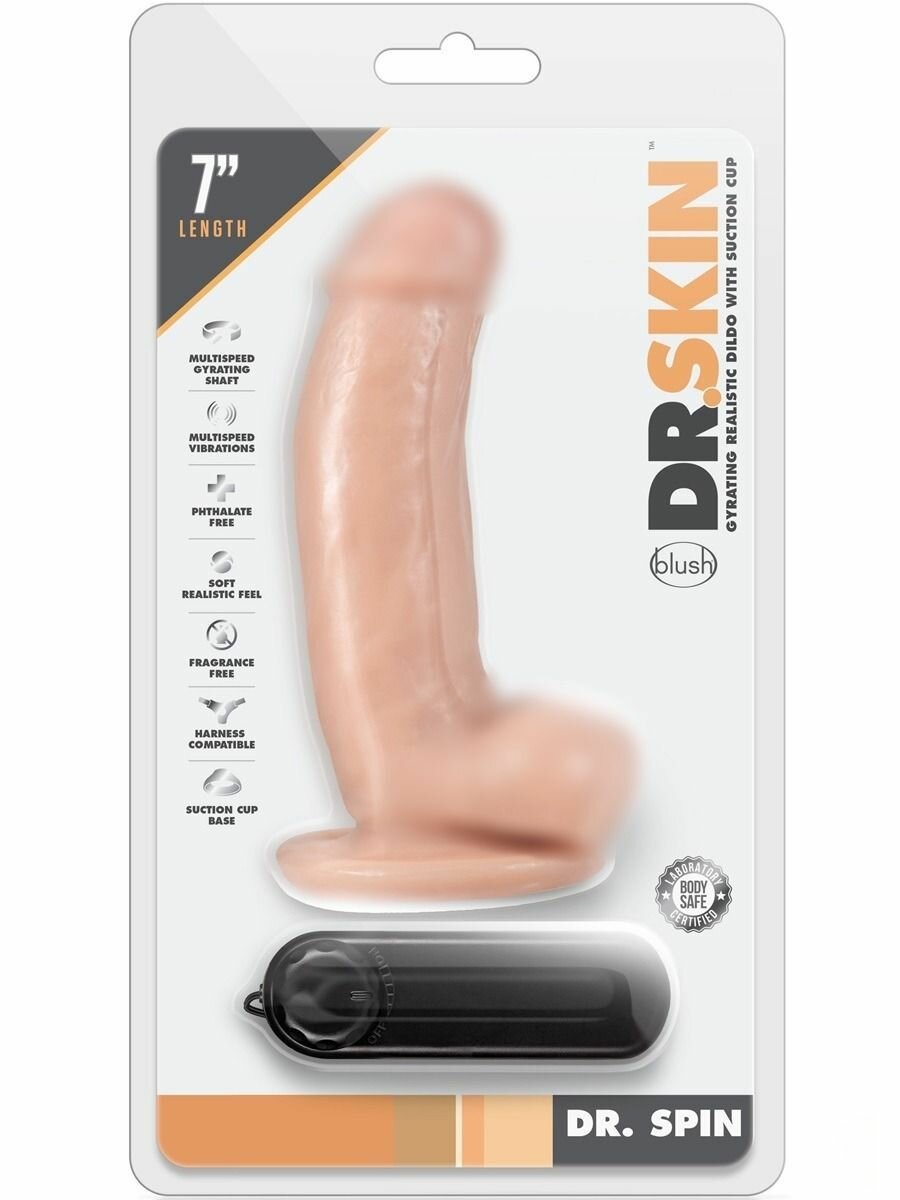 Вибратор с вращением на присоске "DR. SKIN DR. SPIN GYRATING DILDO FLESH" 16см