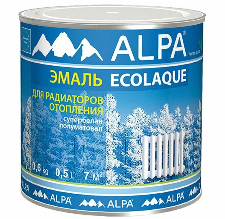 Эмаль для радиаторов Alpa Ecolaque акриловая белая 0,5 л
