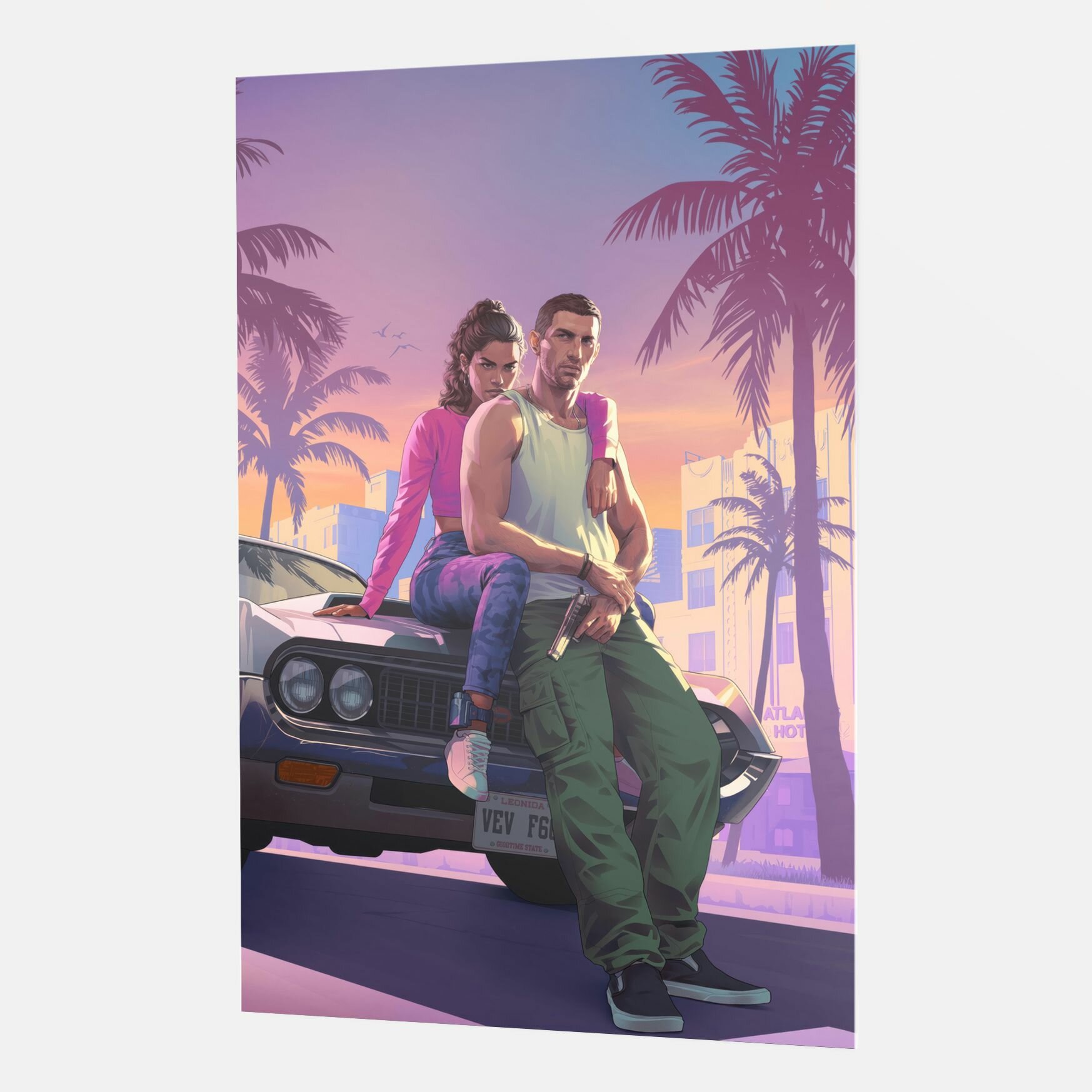 Интерьeрный постер (плакат на стену) по игре Grand Theft Auto 6 (GTA 6) - 40x60 см. - от Poster4me