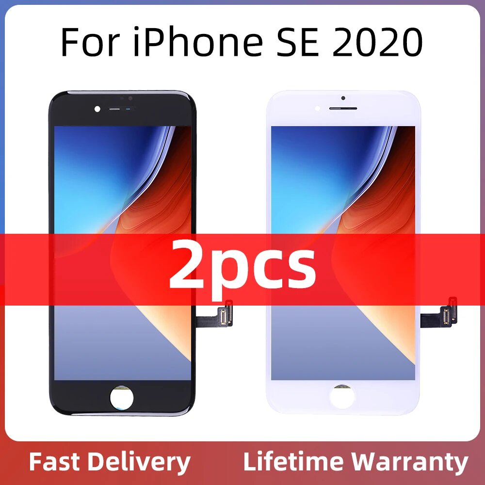 ЖК-дисплей класса AAA + для iPhone SE 2020 с сенсорным дигитайзером, экран в сборе для замены, без битых пикселей, 100% протестирован, 2 шт. 2Pcs SE Black