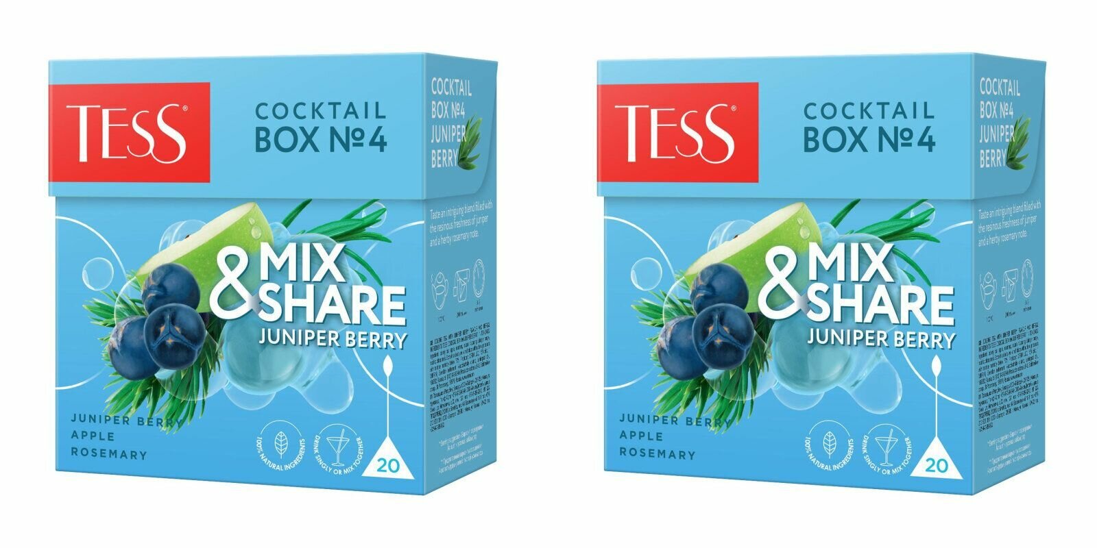 Tess Чай травяной в пирамидках Коктейль Бокс №4 Можжевельник, 20 пирамидок по 1,5 г, 2 шт