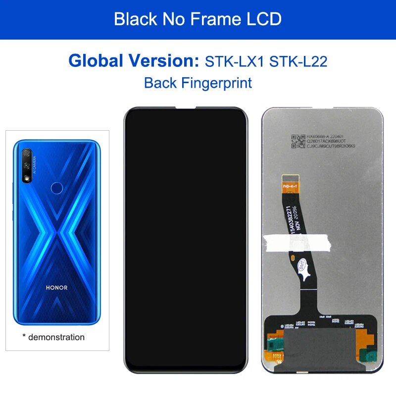 6,59-дюймовый экран в сборе для Honor 9X STK-LX1, ЖК-дисплей, цифровой сенсорный Global No Frame