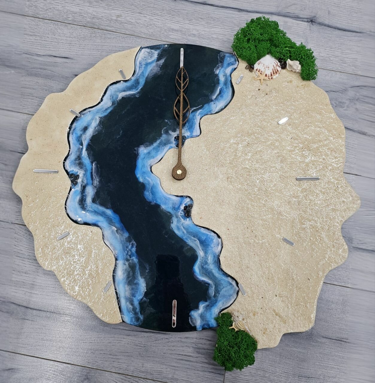 Часы настенные Остров 50 см, эпоксидная смола