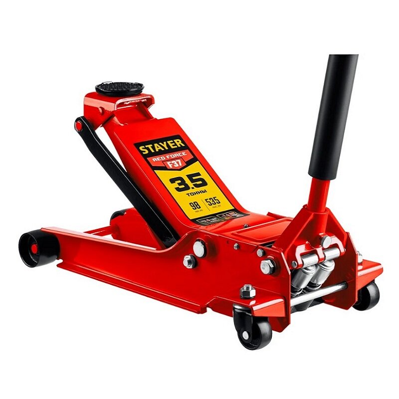 STAYER F-37 RED FORCE, 98 - 535 мм, универсальный подкатной домкрат для СТО, Professional 3.5 т, 43158-3.5