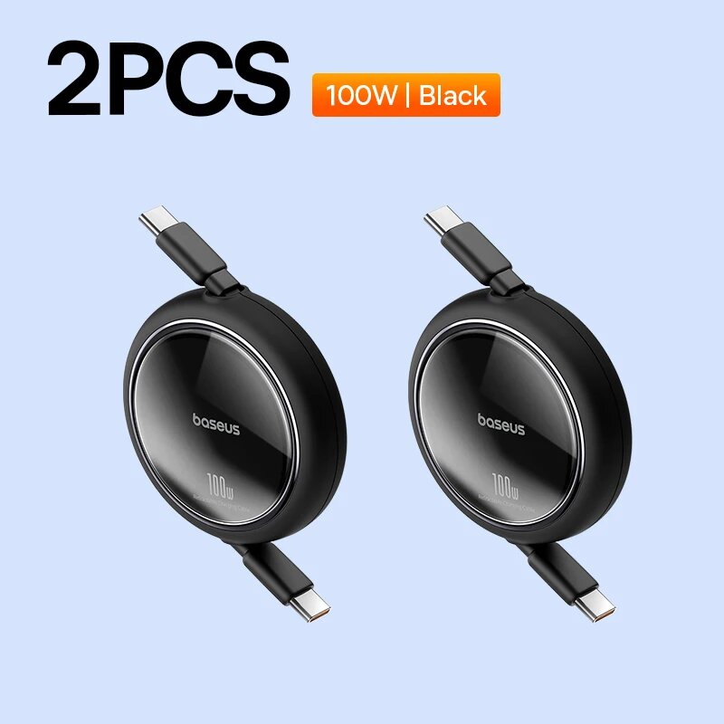 Baseus 2 шт. кабель USB C 100W, 2м, черный