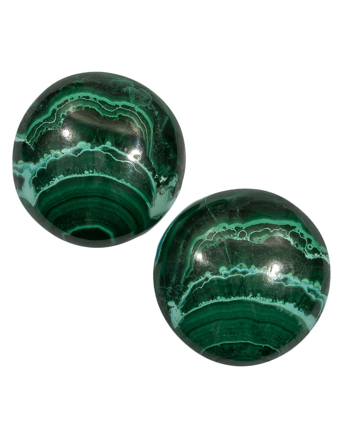 Кабошон Малахит с хризоколлой (пара), размер: 22х22х7 мм, натуральный минерал.