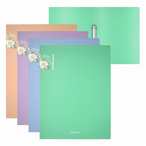 Папка на 2 кольцах ERICH KRAUSE "Matt Pastel Bloom", 24 мм, до 150 л, ассорти, 0.6 мм, 61184