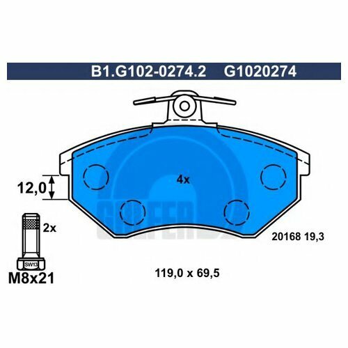 Комплект передних тормозных колодок Galfer B1G10202742