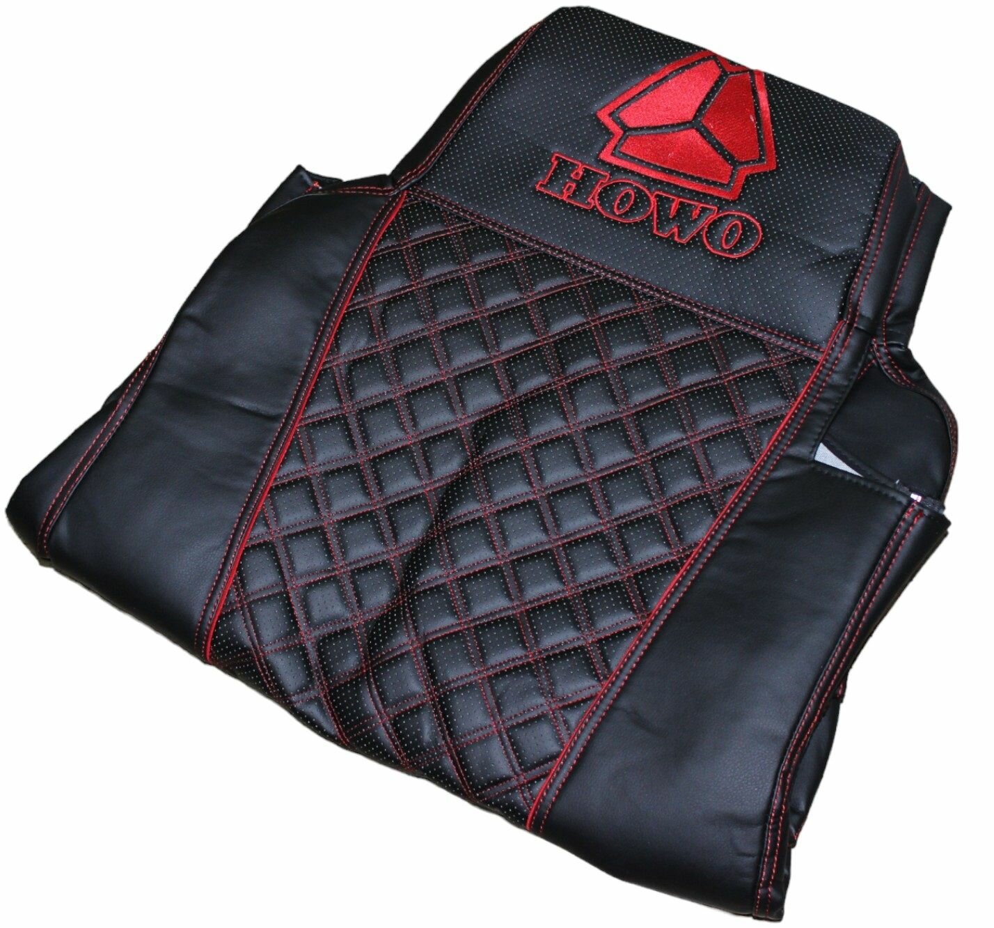 Чехлы на сиденья Howo T5G. Экокожа-Premium, Черный (красная отстрочка)