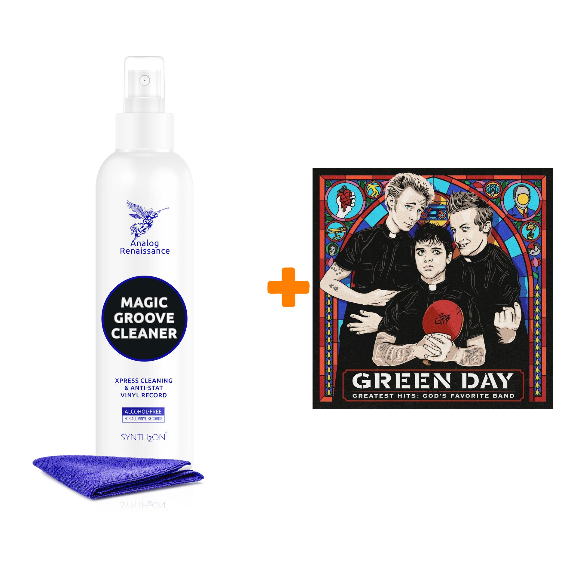 GREEN DAY Greatest Hits God`s Favorite Band 2LP + Спрей для очистки LP с микрофиброй 250мл Набор