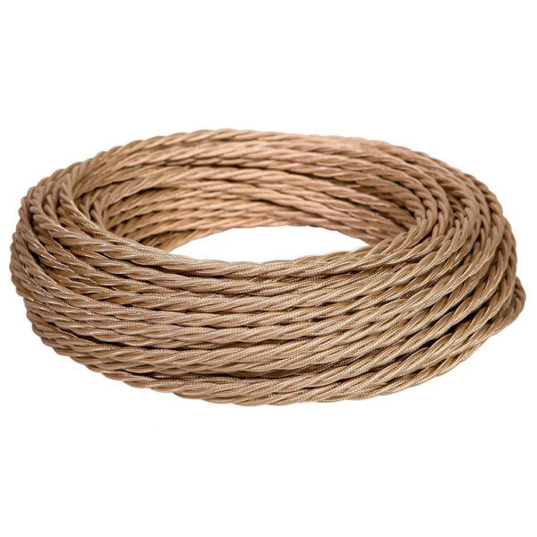 Провод ретро витой МезонинЪ 3х1,5 мм2 бежевый перламутр (10м)