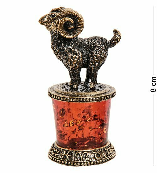 Фигурка Знак зодиака-Овен (латунь, янтарь) AM-2765 113-709492