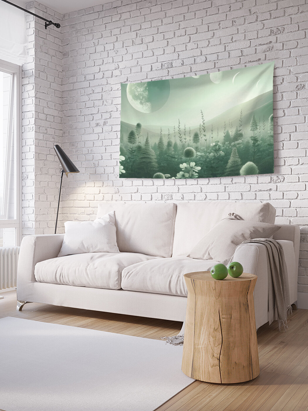 Постер на стену тканевый горизонтальный "Фазы луны", 150х200 см, JoyArty