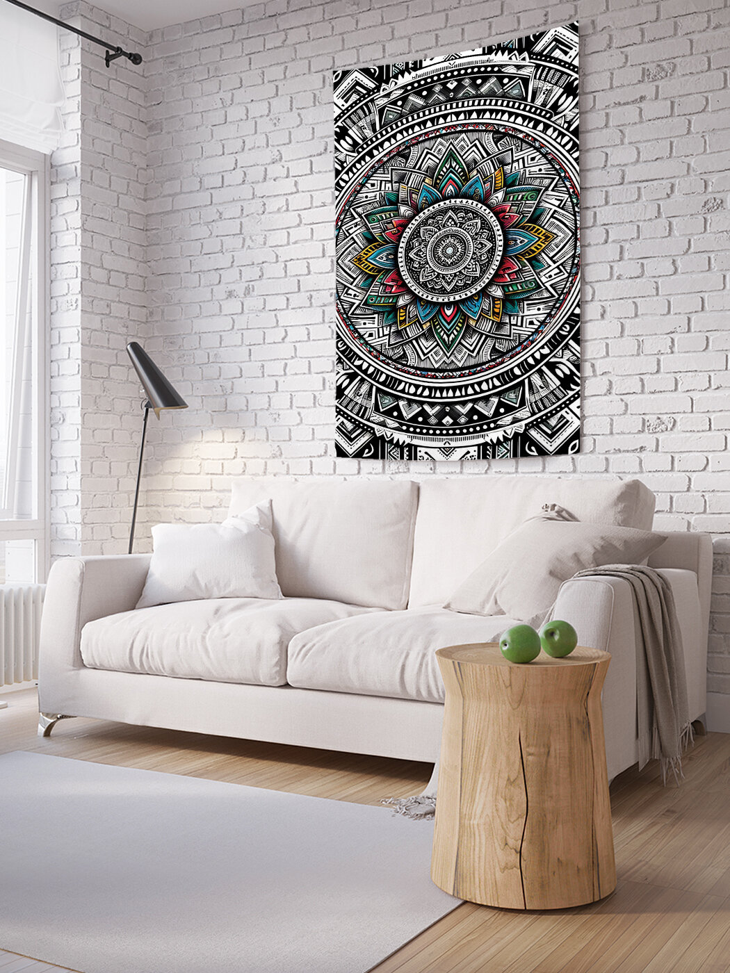 Фотопанно на стену вертикальный из ткани постер 100х150 "Мандала майя", JoyArty