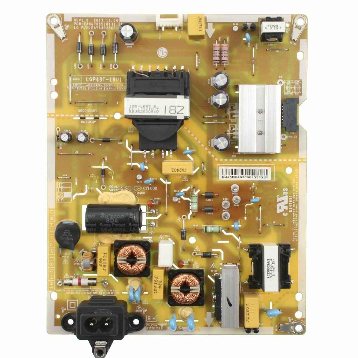 EAY64928601, EAX67865101(1.6), LGP43T-18U1 блок питания для телевизора LG 43UK6550PLD