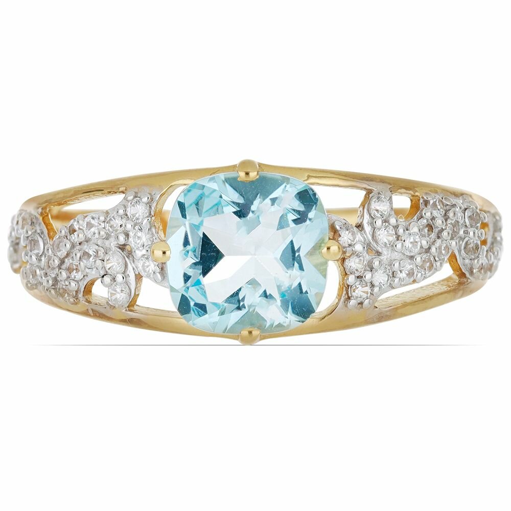 Кольцо, серебро, 925 проба, циркон, топаз