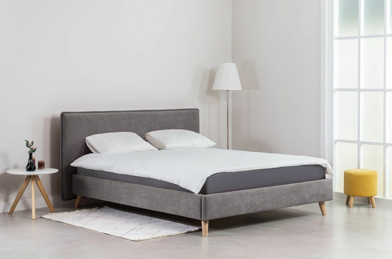 Кровать 180х200 двуспальная Divan.ru Кьево 180 Велюр Серый, 216х213х100 см
