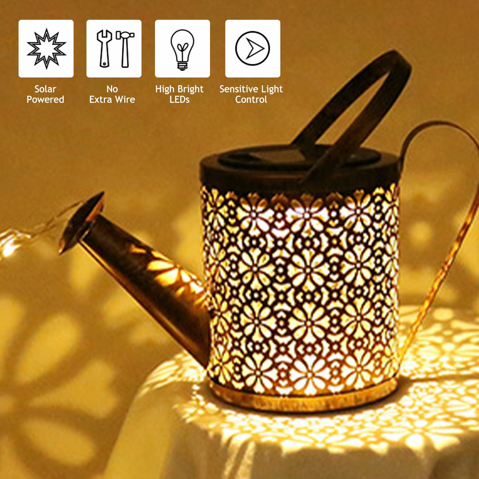 Солнечная лампа Tongtuo 36LED 60см, четырехлистный клевер, 600мАч