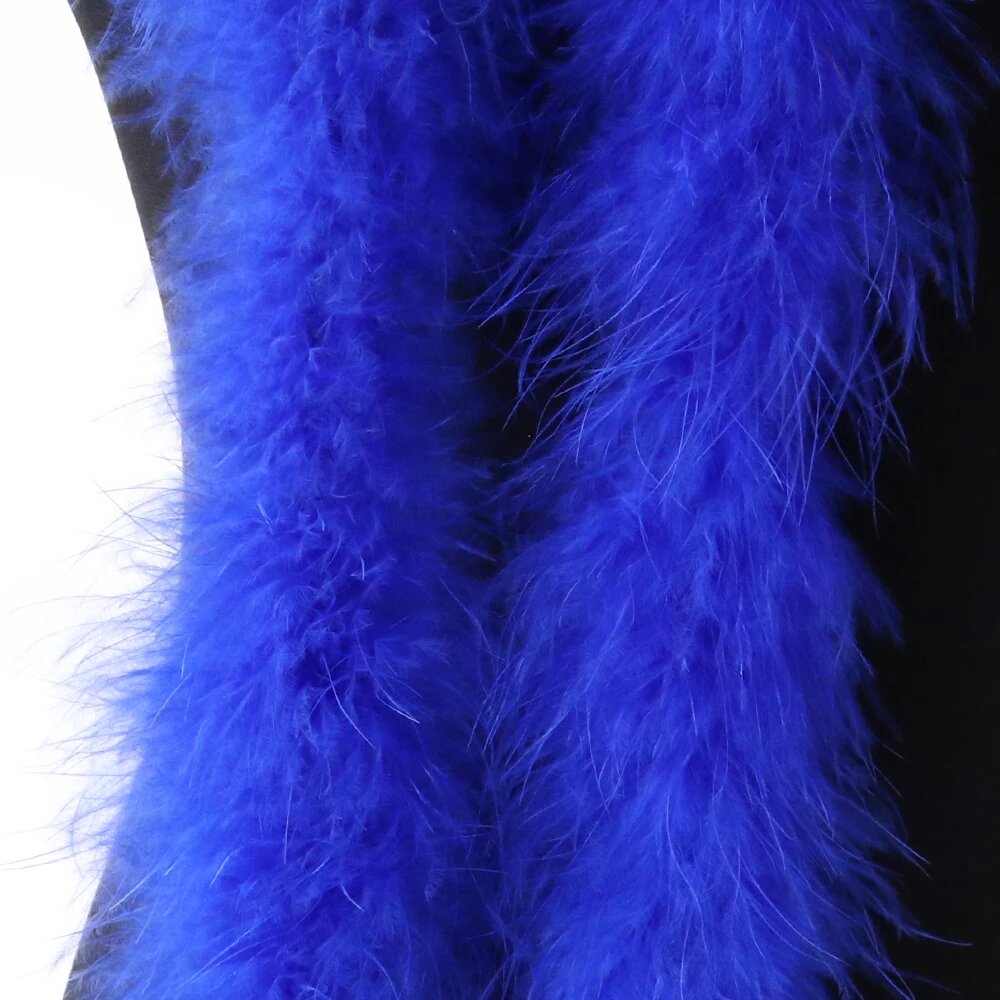 Пушистые перья индейки Марабу 2 метра, декоративные перья для рукоделия Синий, 8 Royal Blue